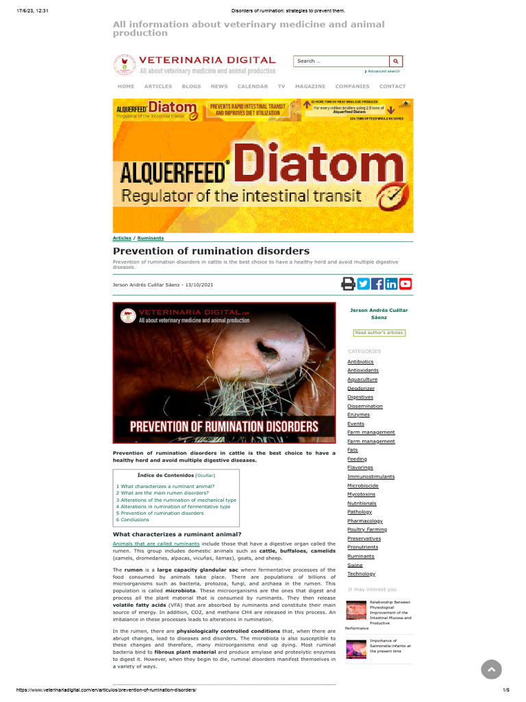 Disorders of Rumination - Strategies To Prevent Them | PDF | Ruminant ...