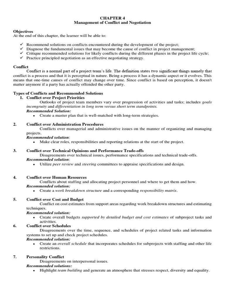 CHO4 Management of Conflict and Negotiation Manuscript | PDF ...