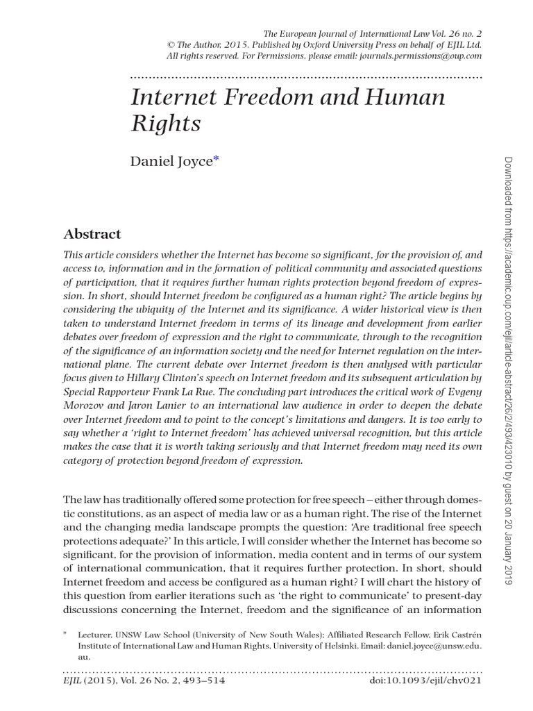 Internet Freedom and Human Rights | PDF | Internet | Freedom Of Speech