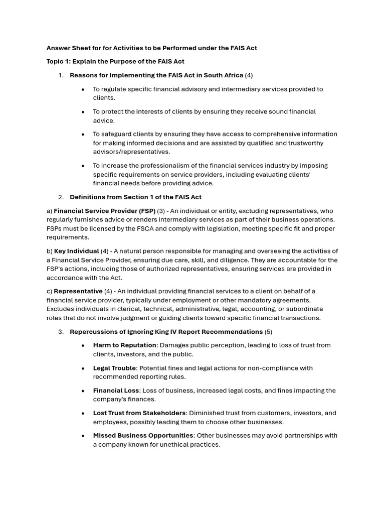 FAIS Act Guide for Financial Advisors | PDF | Regulatory Compliance ...