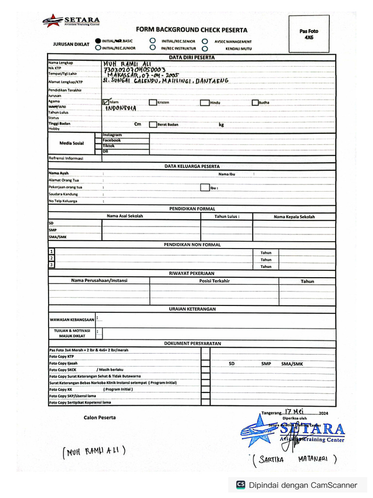 Formulir Muh Ramli Ali | PDF
