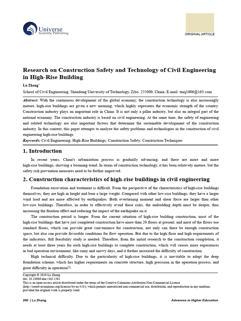 Research On Construction Safety and Technology of | PDF | Building | Safety