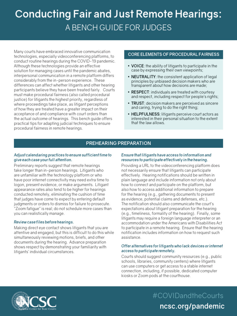 Remote Hearing Bench Guide | PDF | Lawsuit | Judgment (Law)