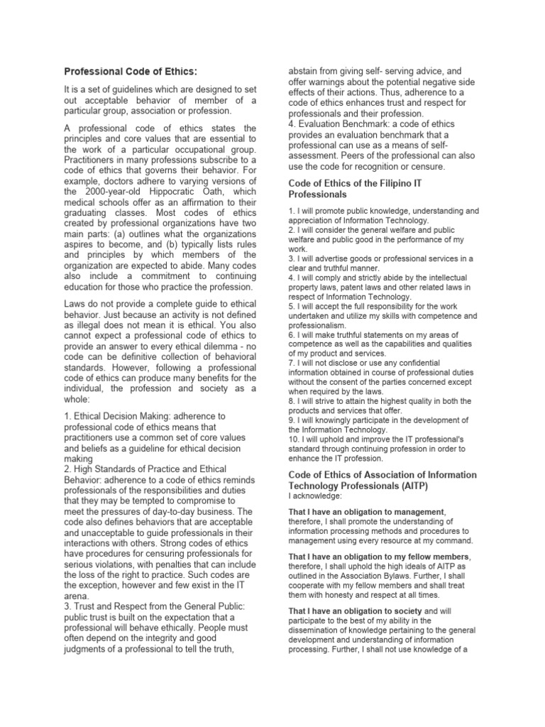Code-of-ethics | PDF | Engineer | Profession