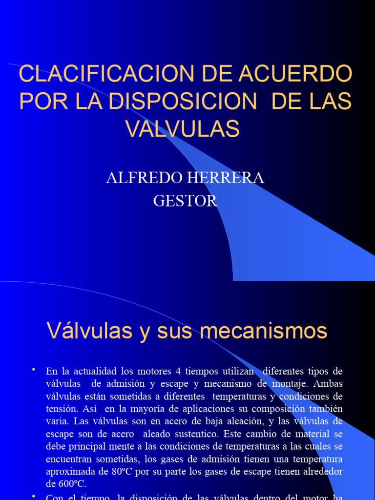 Clasificación de Válvulas en Motores 4T | PDF | Motor de combustión ...