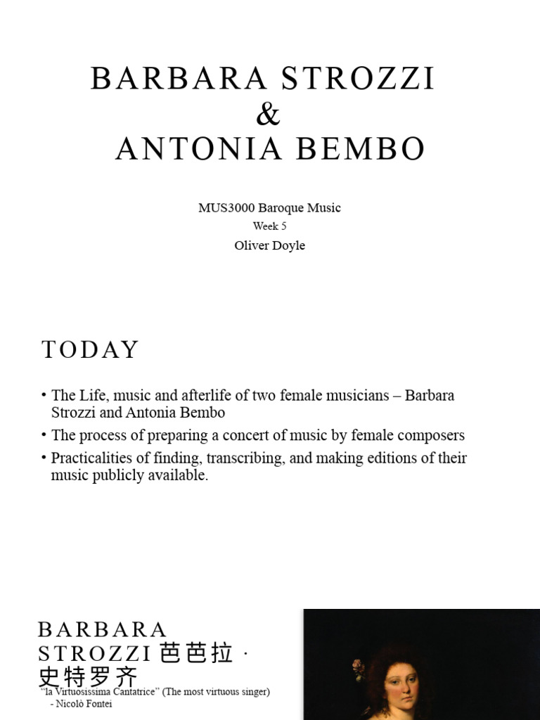 Female Baroque Composers: Strozzi & Bembo | PDF | Musicology