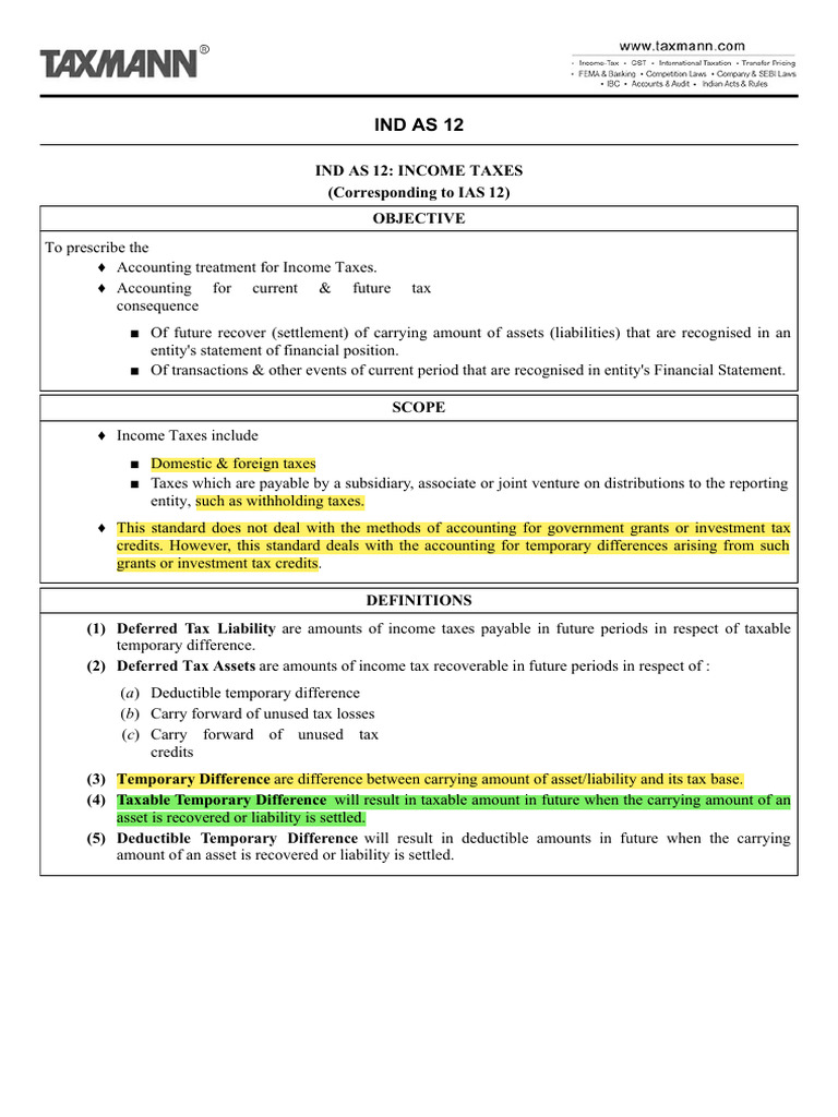 IND AS 12 Income Taxes | PDF | Deferred Tax | Taxes
