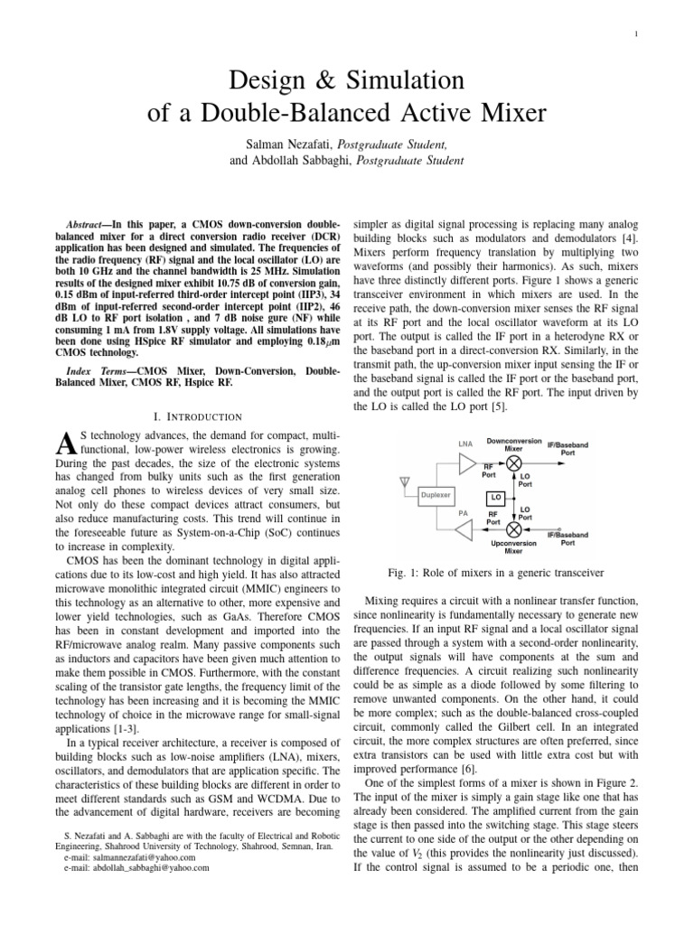 Mixer | PDF | Electronic Circuits | Electronic Engineering