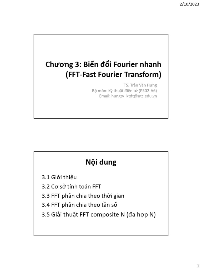 Chương 3: Biến đổi Fourier nhanh (FFT-Fast Fourier Transform) | PDF