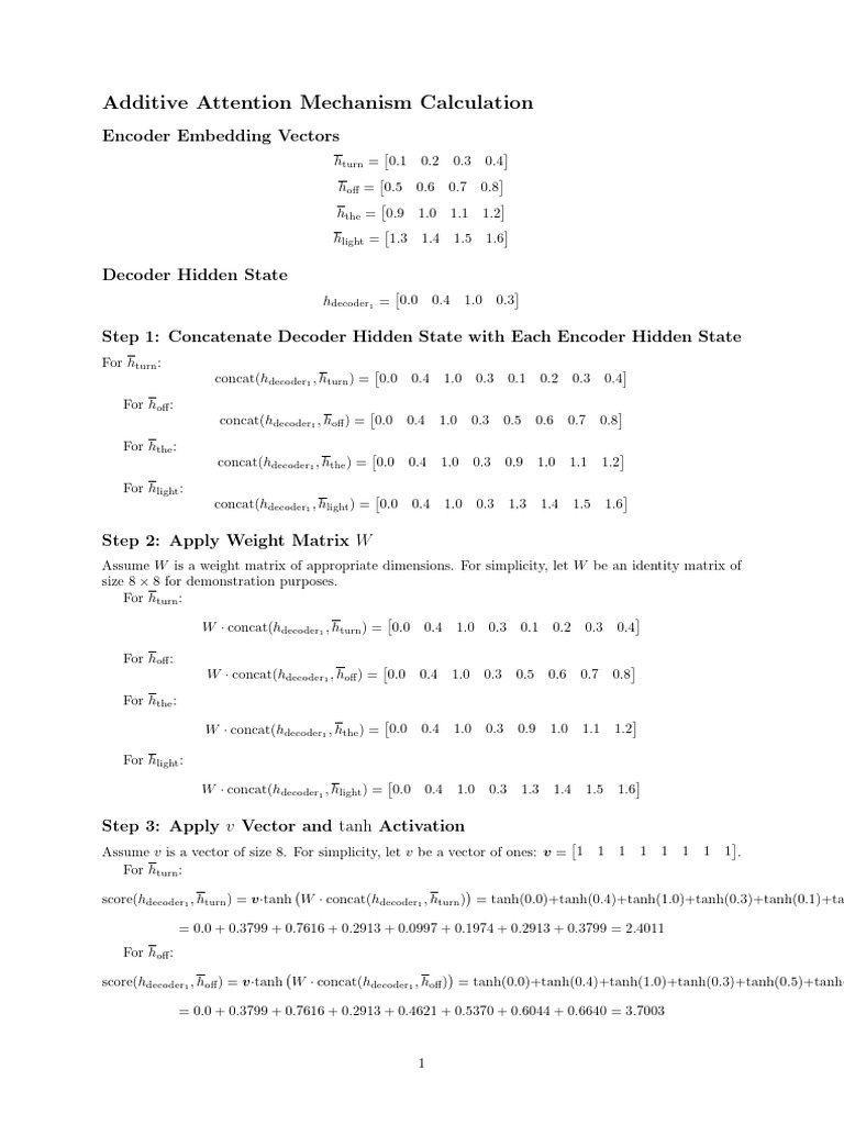 Additive - Attention Example | PDF | Mathematics | Mathematical Objects