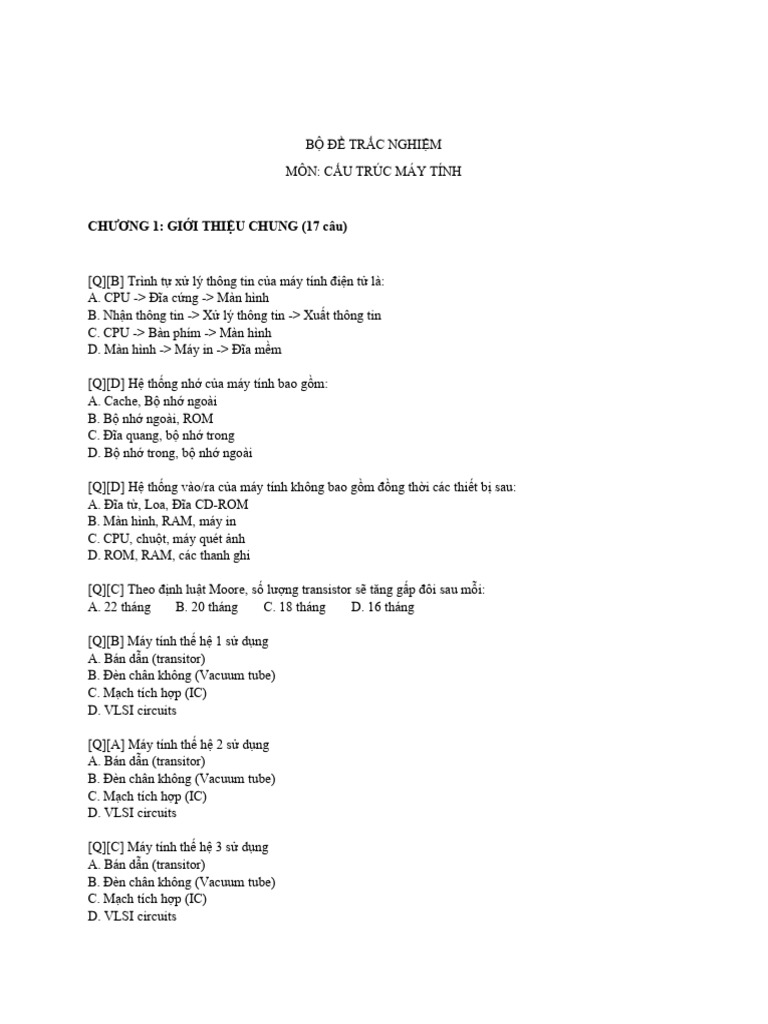 CTMT - Trac Nghiem | PDF