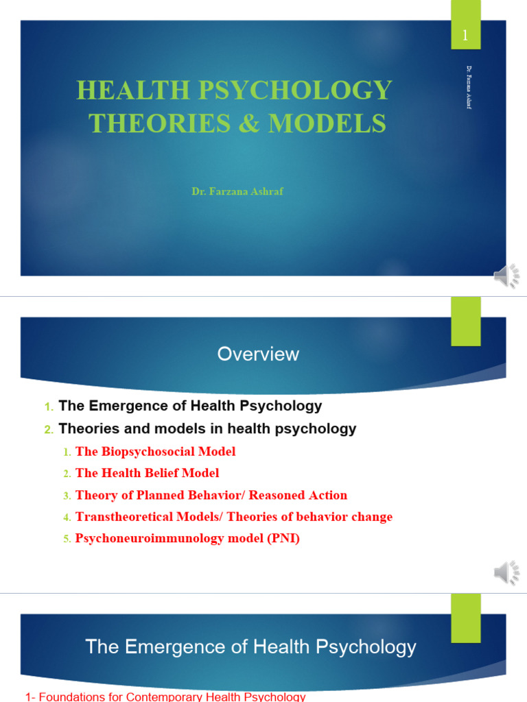 Weeks 3, 4 & 5 Models and Theories in Health Psychology | PDF | Psychology | Health Psychology