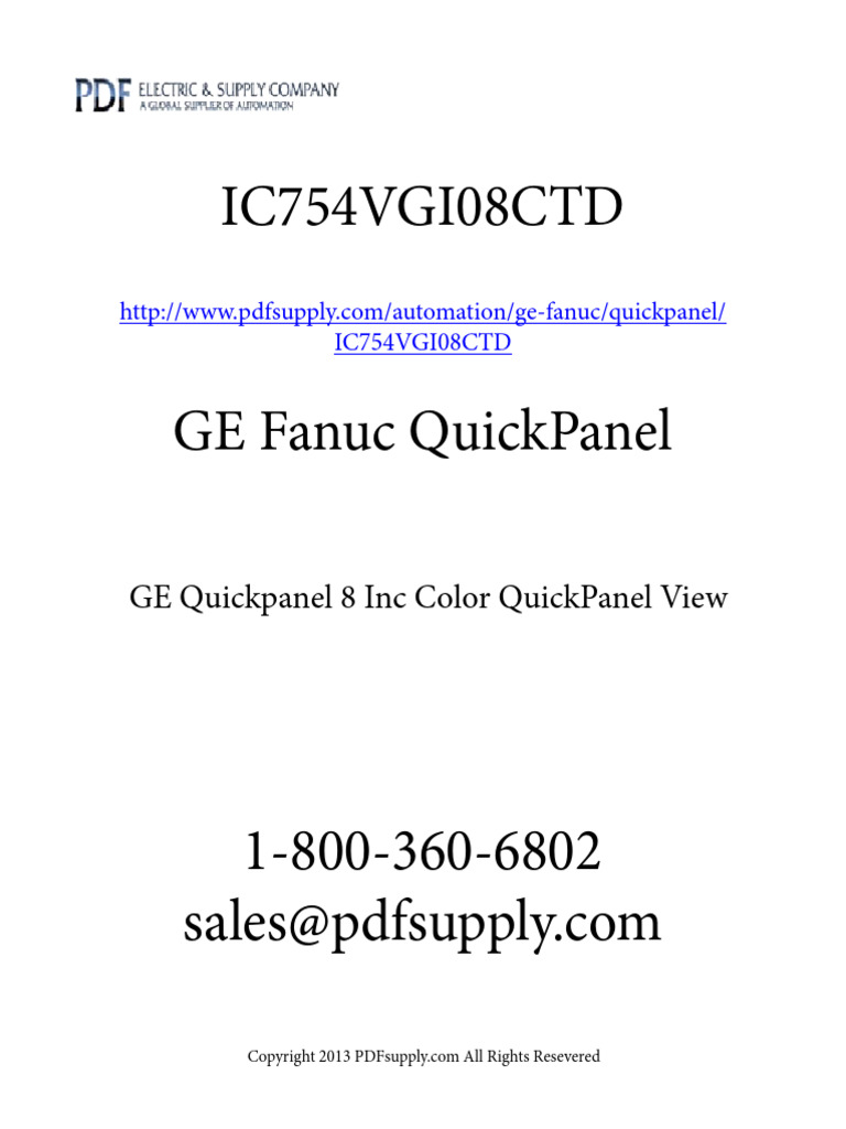 Ic754Vgi08Ctd: Ge Quickpanel 8 Inc Color Quickpanel View | PDF | Application Software ...