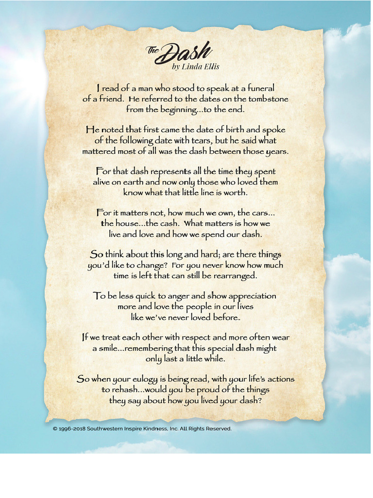 Dash Poem Printable | PDF