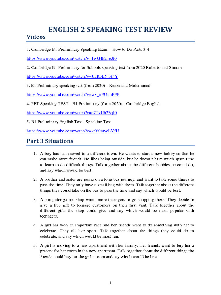 NN2 Speaking Test Review | PDF