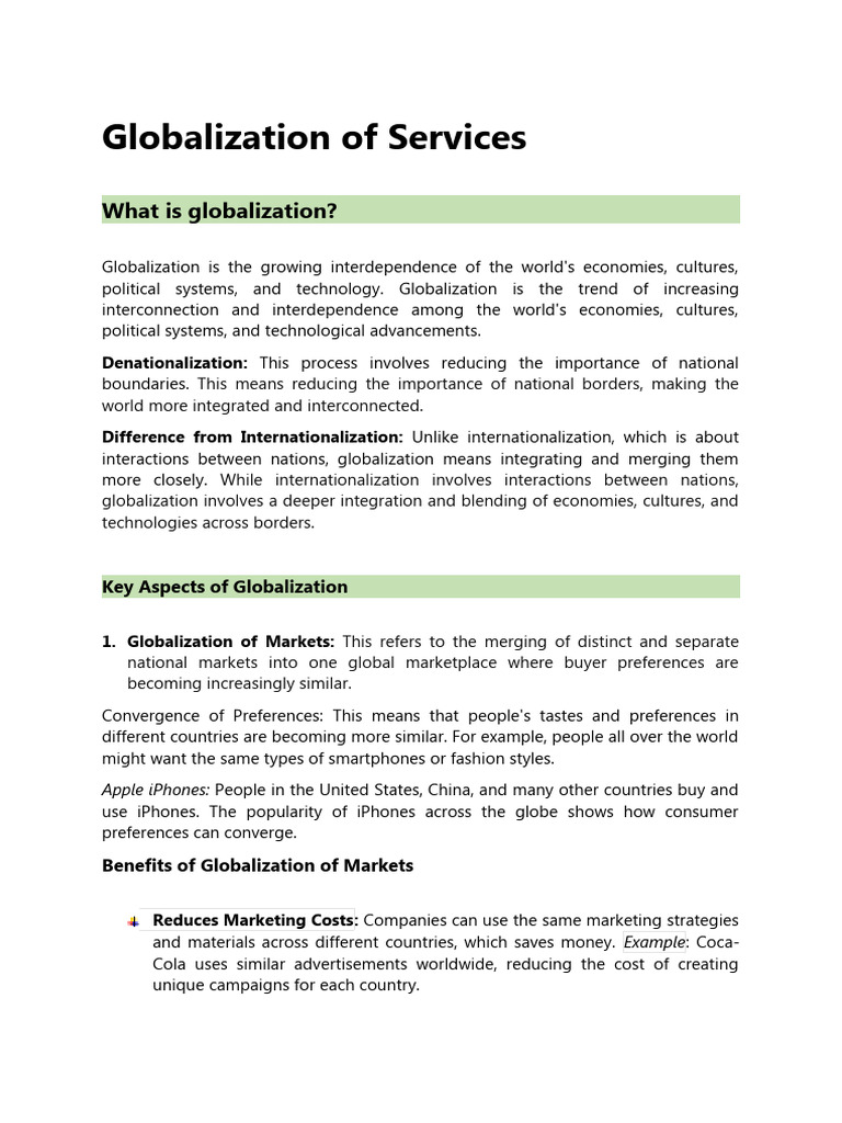 Globalization of Services Explained | PDF | Cost Of Living | Economic ...