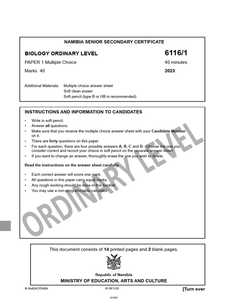 Ordinary - Biology Paper 1 6116-1 - First Proof 14.03.2023 | PDF ...