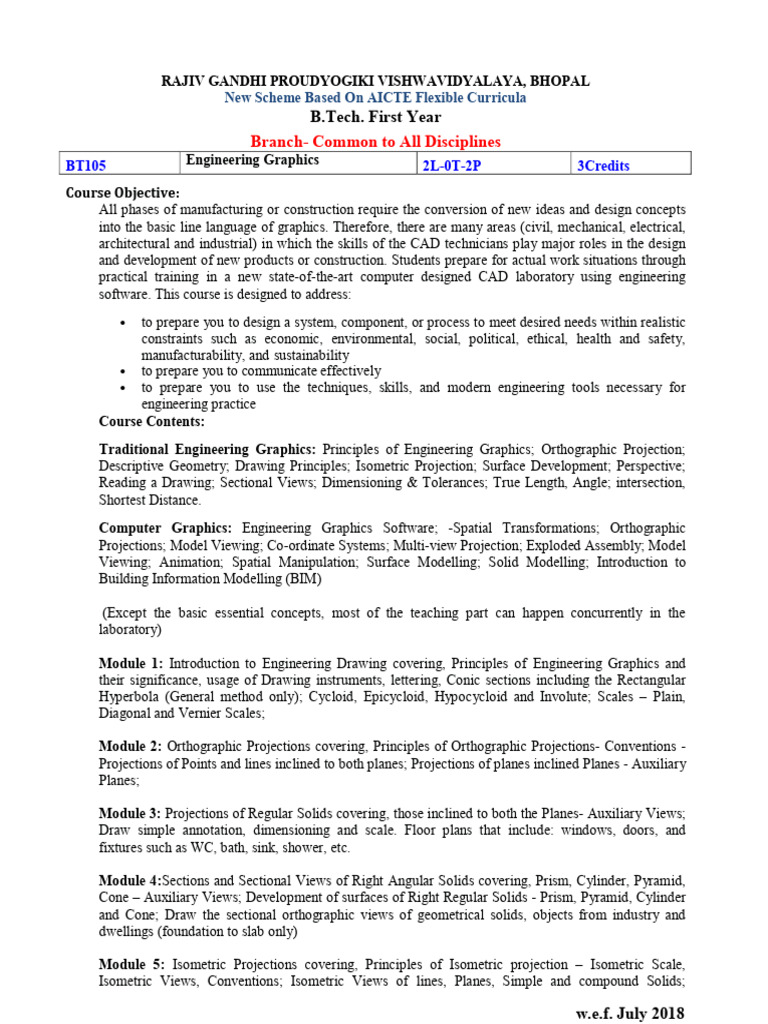 Engineering Graphics Syllabus | PDF | Technical Drawing | Computer ...