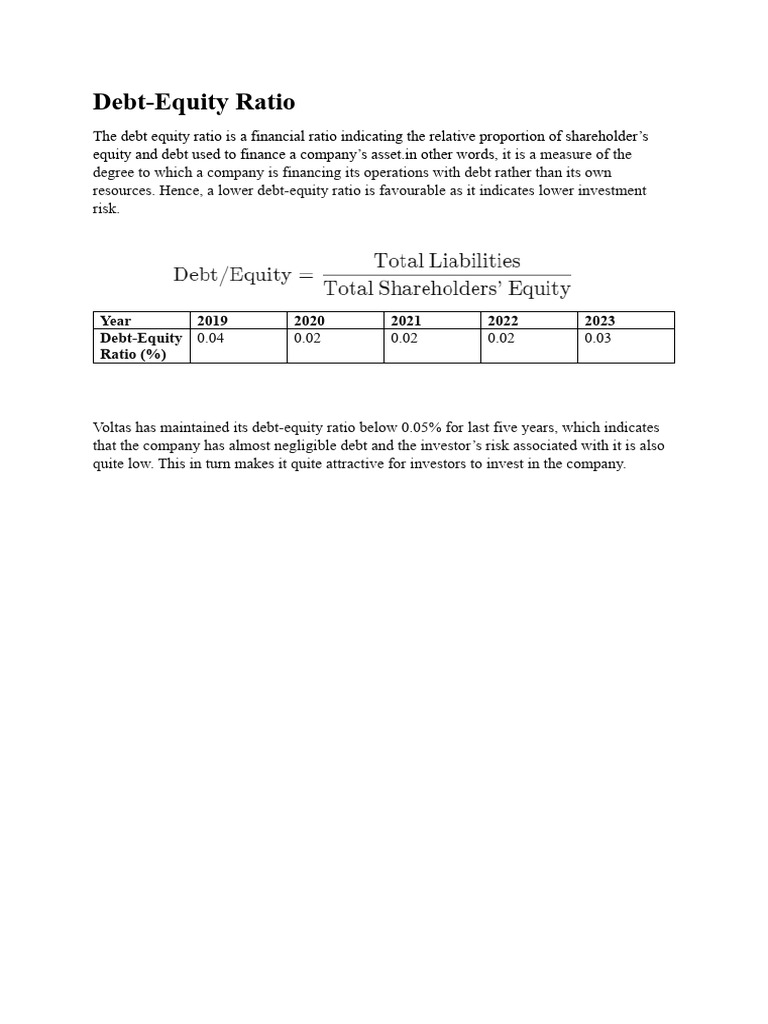 Volta D-E Ratio | PDF