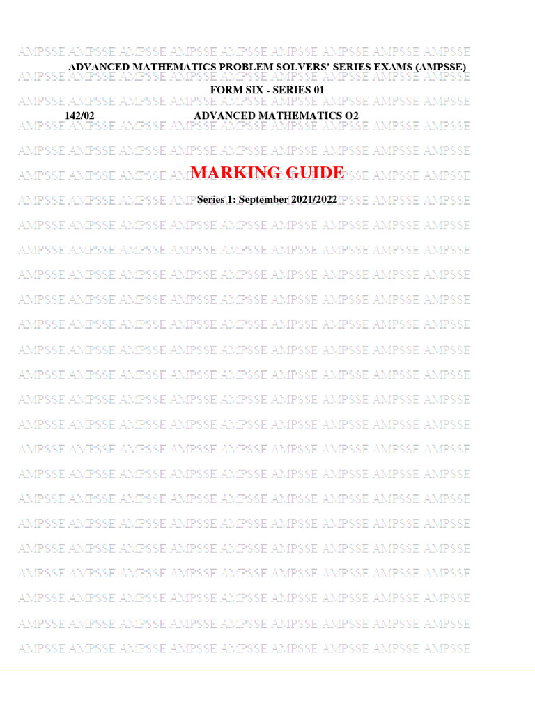 Marking Guide Ampsse p2 1 | PDF | Elementary Mathematics | Algebra