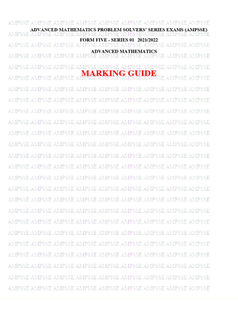 Advanced Mathematics Exam Marking Guide | PDF | Asymptote | Argument