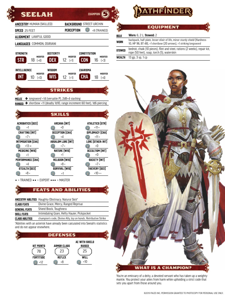 Seelah - Level 5 Champion | PDF