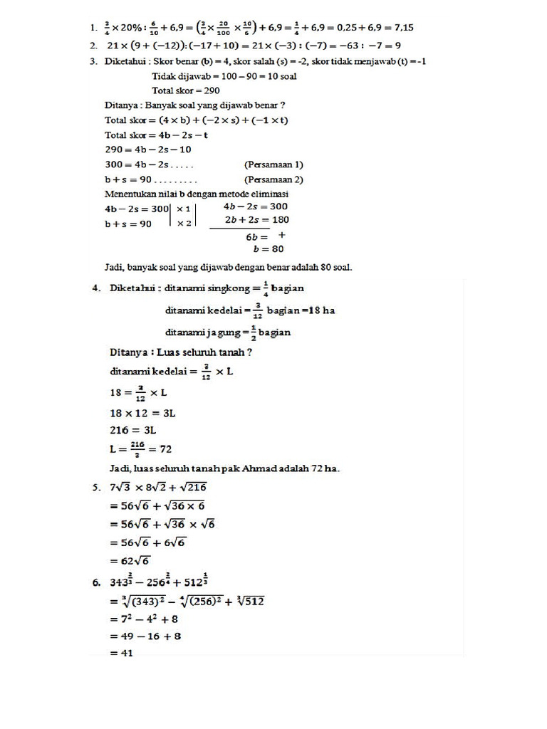 Kunci Jawaban Latihan Soal 40 Nomor Untuk Giri | PDF