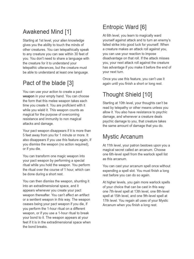Awakened Mind (1) Entropic Ward (6) : Weapon | PDF