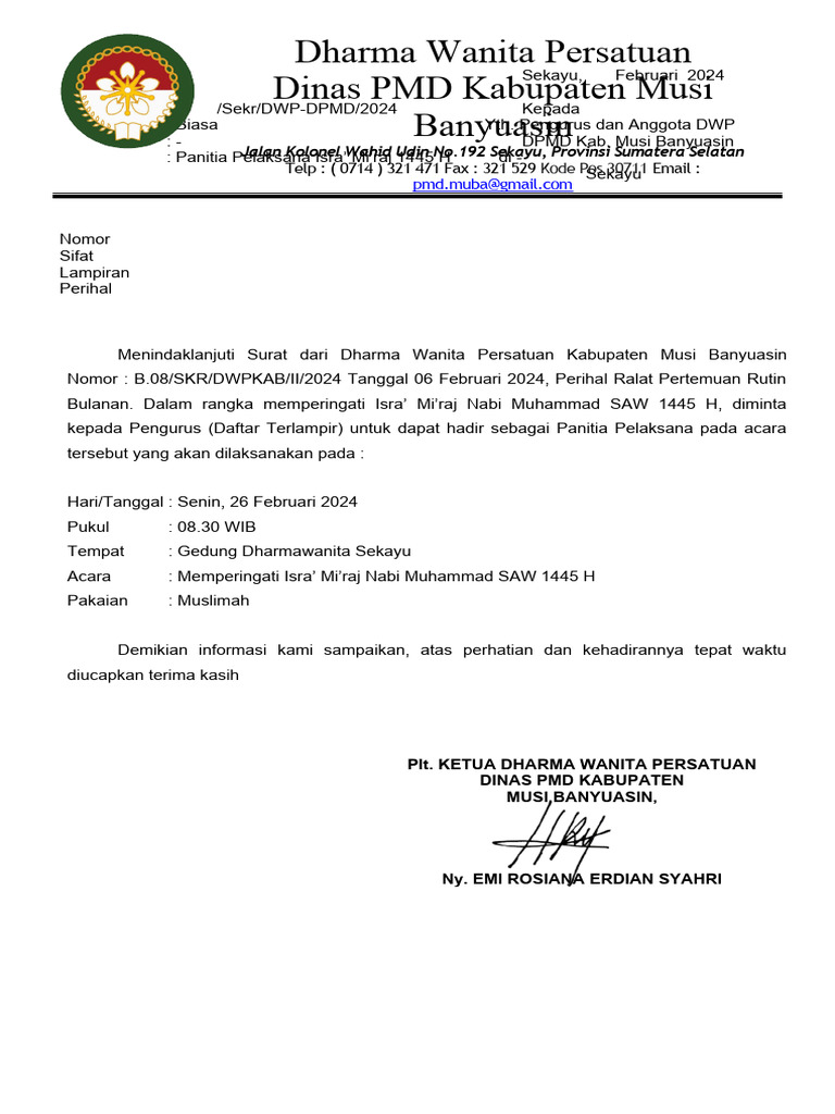 Surat Dharma Wanita Persatuan | PDF