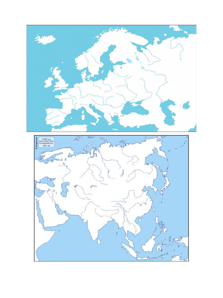 Slijepa Karta - Rijeke Azije I Europe | PDF