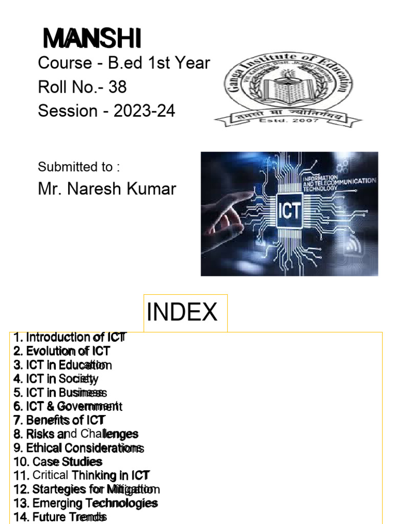 Manshi Ict | PDF | Information And Communications Technology | Educational Technology