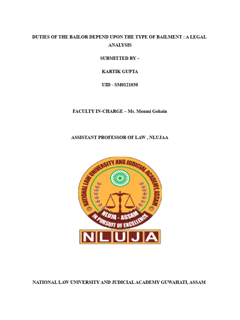 Duties of The Bailor Depend Upon The Type of Bailment - A Legal ...
