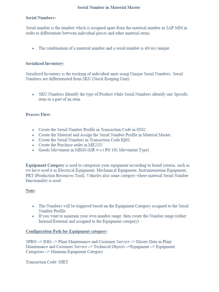 Managing Serial Numbers in SAP MM | PDF | Receipt | Parameter (Computer ...