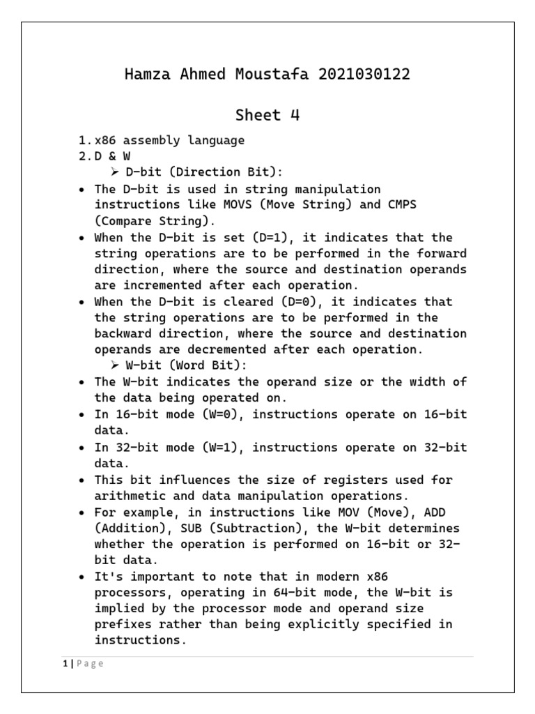 Sheet 4 Assimbly Lec | PDF | 64 Bit Computing | Assembly Language Sheet 4 Assimbly Lec | PDF | 64 Bit Computing | Assembly Language