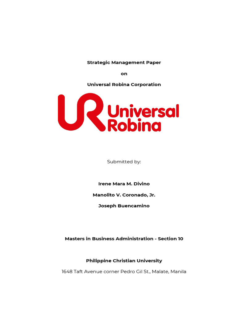 Strategic Management Paper URC Final | PDF | Supply Chain | Strategic ...