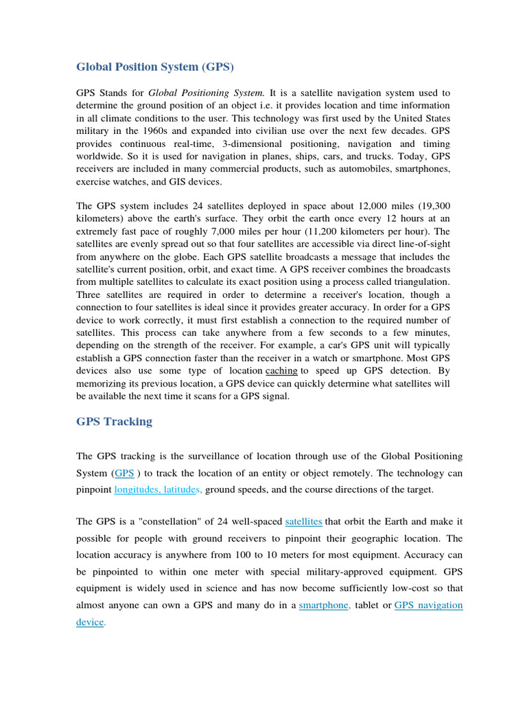 GPS Note Class 11 Physics | PDF | Global Positioning System | Satellite