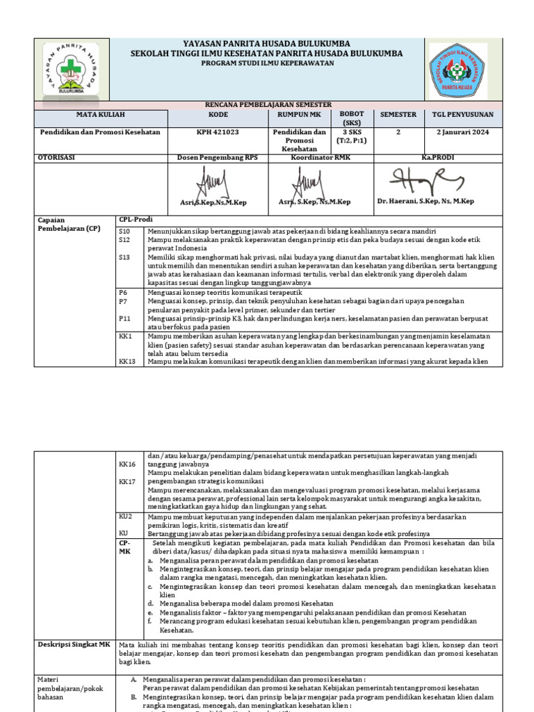 RPS PROMKES 2024 Bulukumba Dan Selayar | PDF