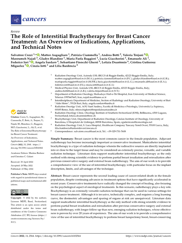 The Role of Interstitial Brachytherapy | PDF | Radiation Therapy ...