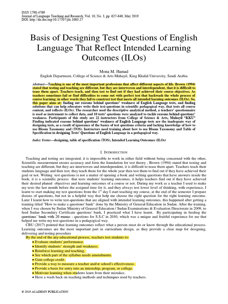 Basics of Designing Test Questions | PDF | Educational Assessment ...
