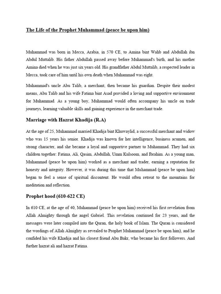 The Life of The Prophet Muhammad | PDF | Muhammad | Abrahamic Religions