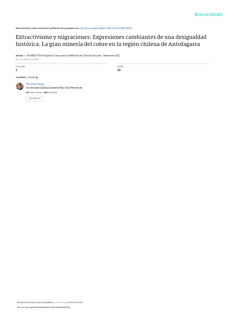 2021stefoni Stang RojasMigracinyextractivismo | PDF | Migración humana | Minería