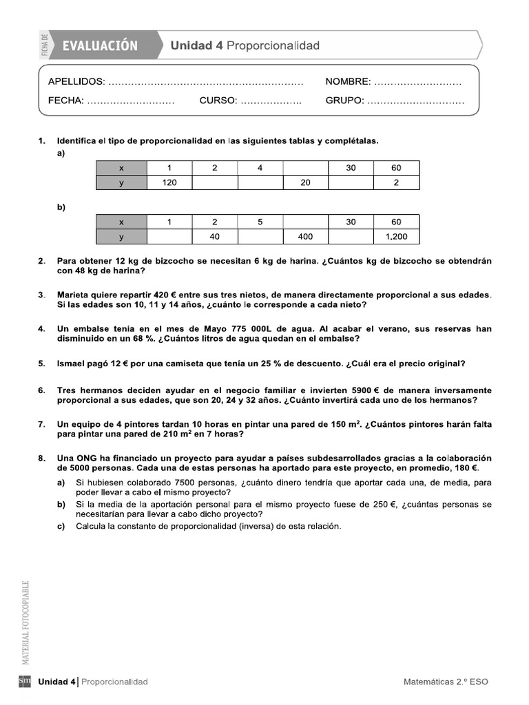 4 Mate 2 Eso Evaluación Tema 4 | PDF