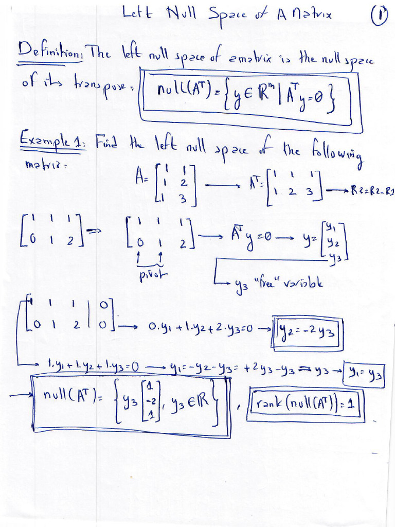 CS223 Left Null Spaces Examples | PDF