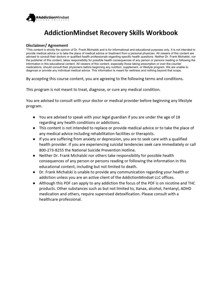 Addictionmindset Recovery Skills Workbook | PDF | Substance Use ...