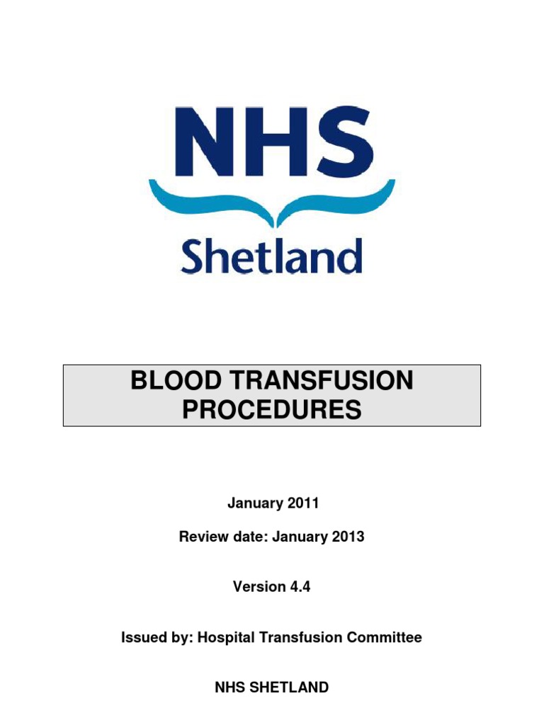 Blood Transfusion Procedures | PDF | Blood Transfusion | Bleeding