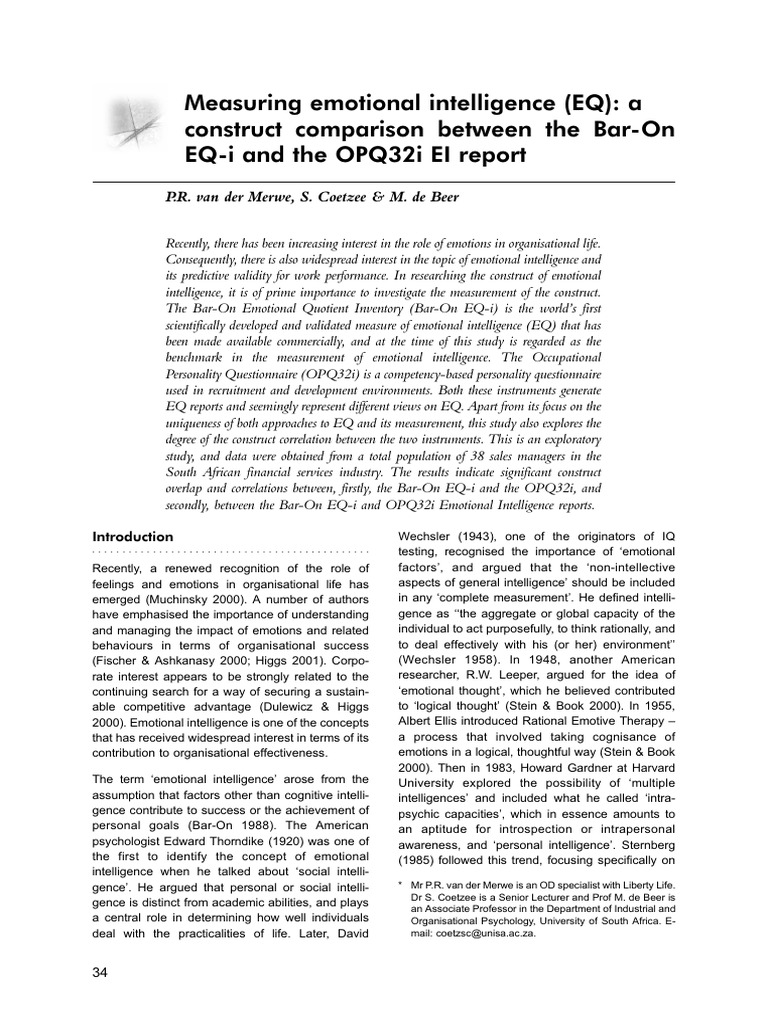 Measuring EQ 2005 | PDF | Emotional Intelligence | Validity (Statistics)