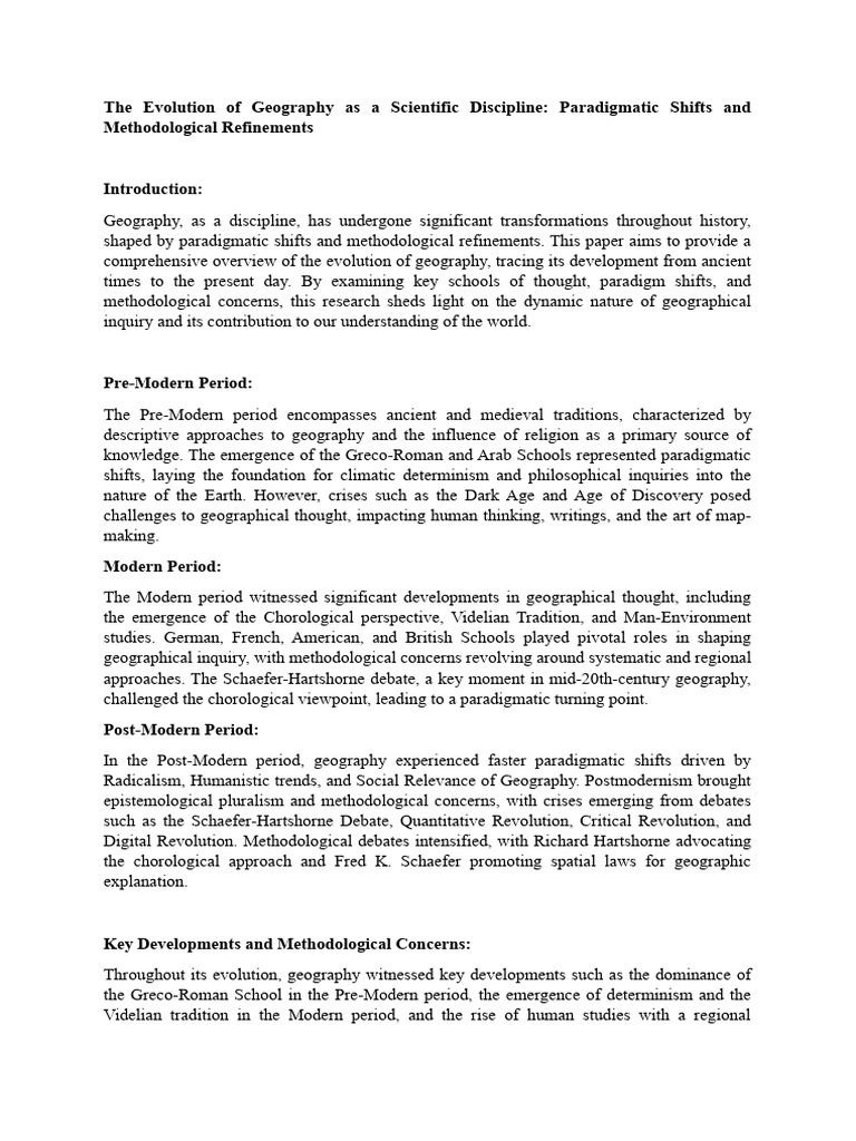 Evolution of Geographic Thought History | PDF | Geography | Methodology