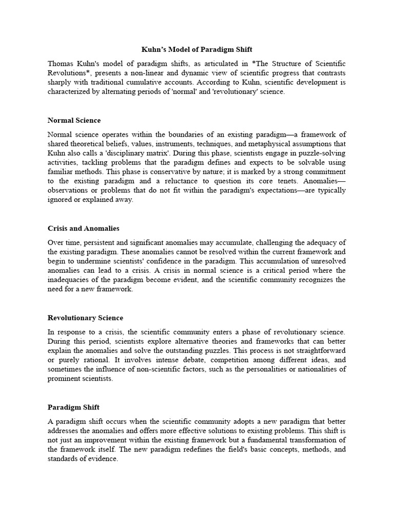 Kuhn's Model of Paradigm Shift | PDF | Science | Academic Discipline Interactions