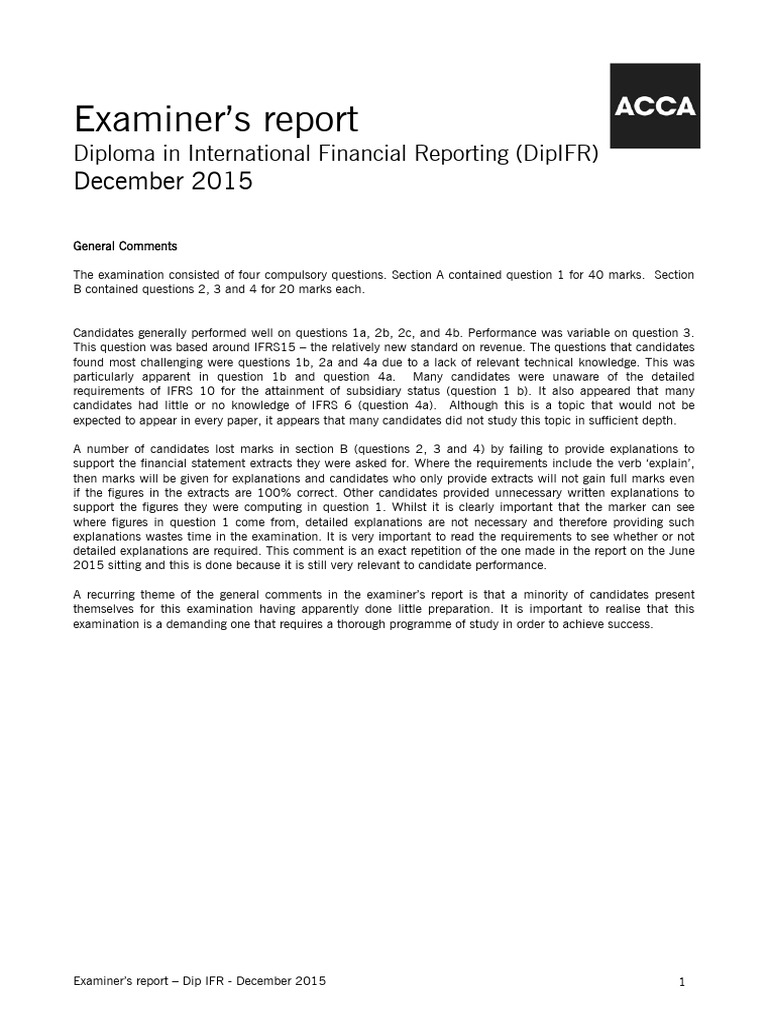 DipIFR December 2015 Exam Insights | PDF | International Financial ...