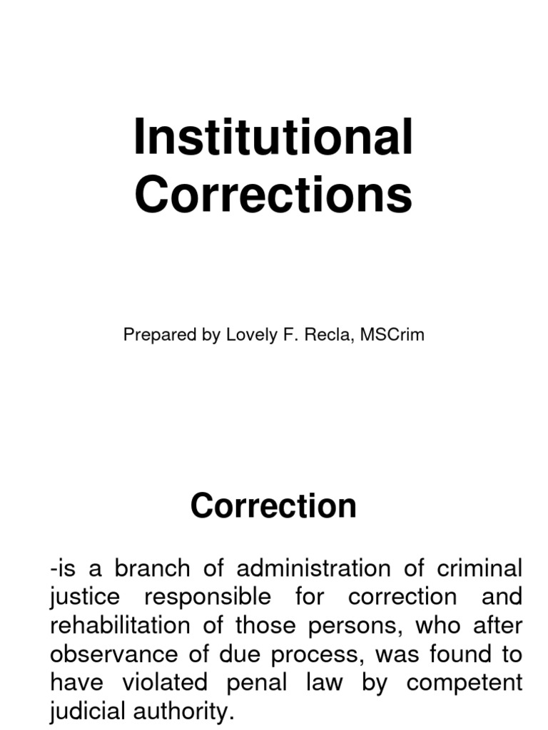 Overview of Institutional Corrections | PDF | Prison | Punishments